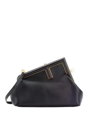 Fendi First Bag Leather Small Clutch Bag - Black