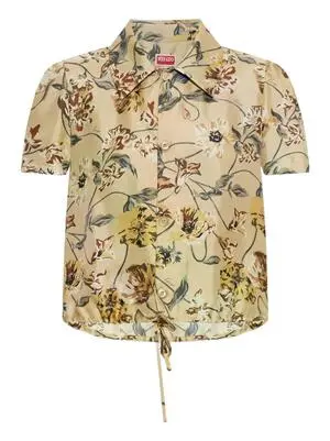 Kenzo Floral-motif Silk Shirt - Neutrals