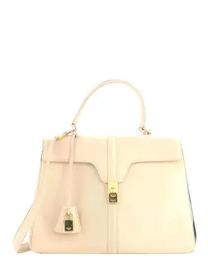 Celine 16 Top Handle Bag Smooth Calfskin Medium Satchel Neutrals