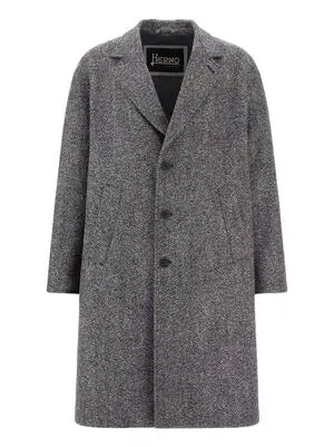 Herno Virgin-wool Herringbone Coat - Grey