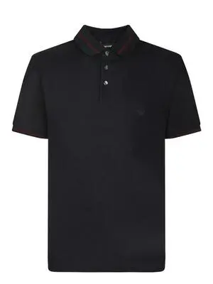 Emporio Armani Logo-embroidered Tipped Polo Shirt - Blue