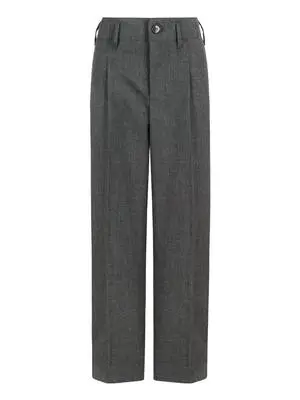 AMI Paris Pleated Wool Trousers - Grey