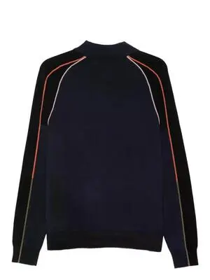 Paul Smith Stripe-trim Zip-up Polo Sweater - Blue