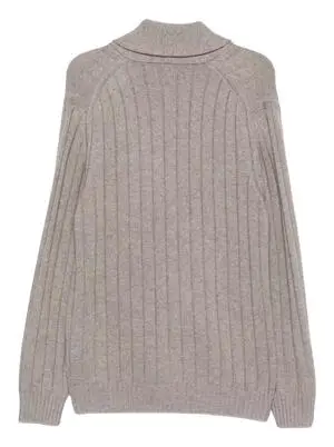 Brunello Cucinelli Ribbed Cashmere Cardigan - Grey