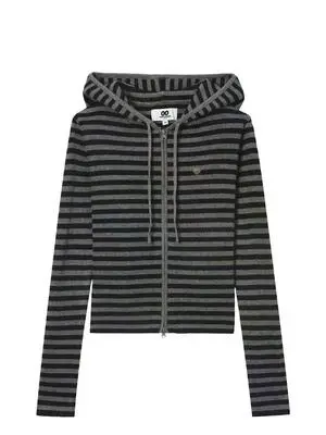 CHOCOOLATE Striped Zip-up Hoodie - Grey