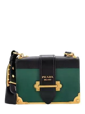 Prada Cahier Leather And Saffiano Leather Small Crossbody Bag - Green