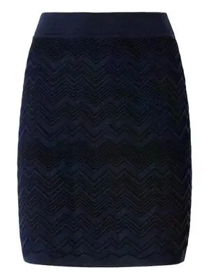 Missoni Zig-zag Viscose And Wool Mini Skirt - Blue
