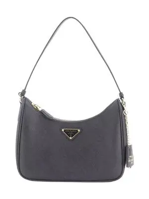 Prada Saffiano Leather Mini Hobo Bag - Black