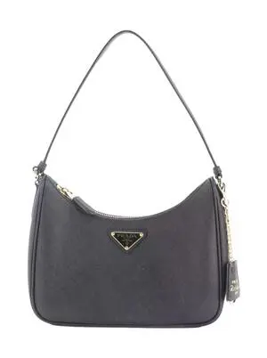 Prada Saffiano Leather Mini Hobo Bag Black