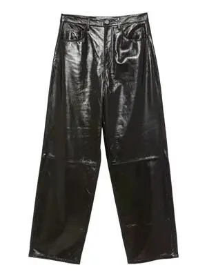 RÓHE Lacquer Baggy Leather Trousers - Brown