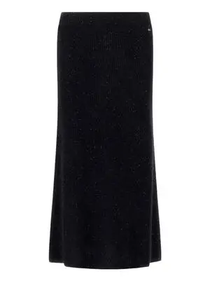 Herno Fisherman's Rib-Knit Maxi Skirt Black