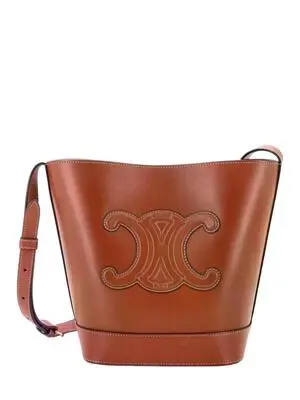 Celine Cuir Triomphe Leather Small Bucket Bag Brown