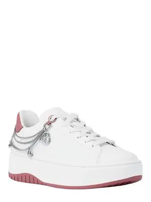 Michael Kors Dottie Embellished Leather Platform Sneaker - Red