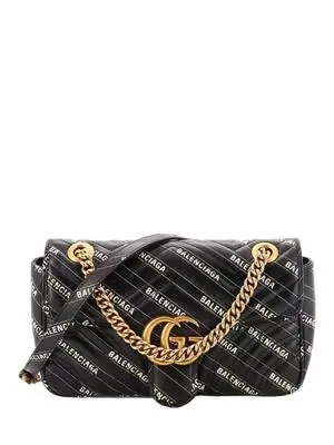 Gucci X Balenciaga The Hacker Project Gg Marmont Flap Shoulder Bag - Black