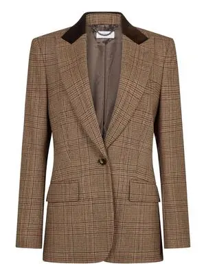 Serena Bute Wool Tweed Fitted Single Breasted Blazer - Brown
