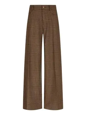 Serena Bute Wool Tweed Straight Leg Trouser - Brown