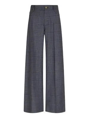 Serena Bute Wool Tweed Straight Leg Trouser - Navy