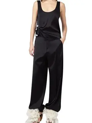 Giuseppe Di Morabito Satin Floral-detail Trousers - Black