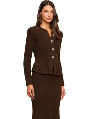 L'Agence Melissa Knit Cardigan Dark Brown/gold