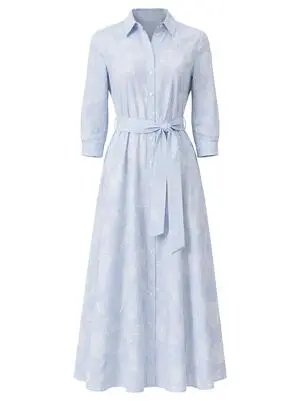 EXQUISE Exquise Jacquard Midi Shirt Dress