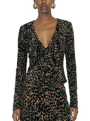 Ronny Kobo Marian Ruffled Blouse - Leopard