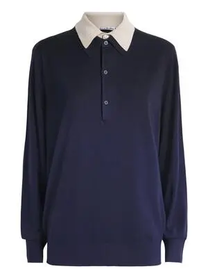 Acne Studios Silk-wool-cashmere Layered Polo Sweater - Navy
