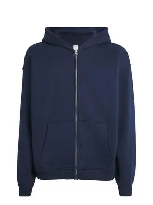 SKIMS Fleece Lounge Relaxed Zip-up Hoodie - Navy