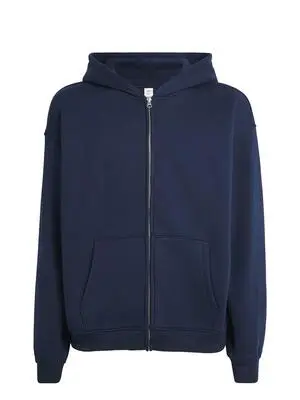 SKIMS Fleece Lounge Relaxed Zip-up Hoodie - Navy