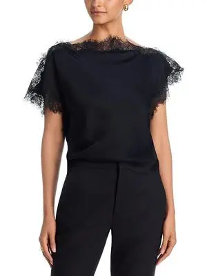 A.L.C. Luna Lace Trim Top - Black