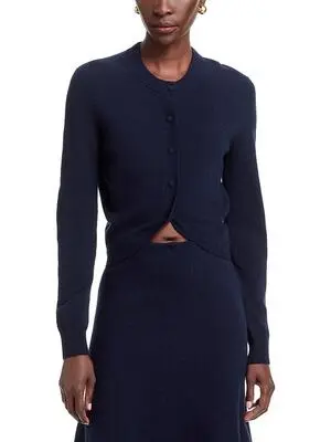 A.L.C. Solenne Curved Hem Button Front Cardigan - Navy