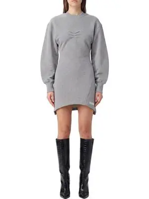 Attico Asymmetrical Mini Sweatshirt Dress In Cotton - Grey