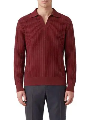 FERRAGAMO Long-sleeved Knit Polo - Red
