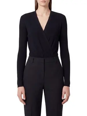 Elisabetta Franchi Elisabetta Franchi Ribbed V-Neck Bodysuit Black