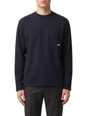 JIL SANDER Long-sleeved Cotton T-shirt With Patch Pocket Blue