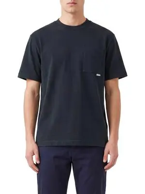 JIL SANDER Short-sleeved Cotton T-shirt With Patch Pocket - Blue