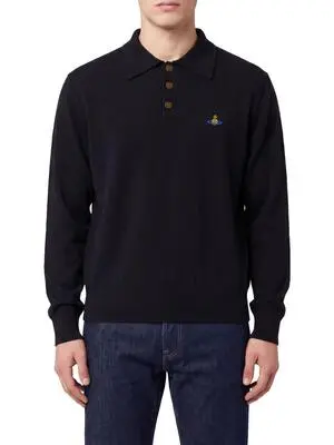 VIVIENNE WESTWOOD Mark Long-sleeved Polo Shirt - Black