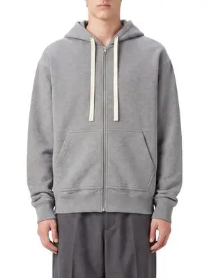 JIL SANDER Cotton Zip-up Hoodie With Side Pockets - Grey