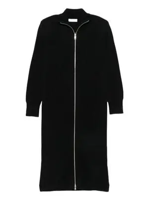 THE FRANKIE SHOP Zip-up Knit Long Coat - Black