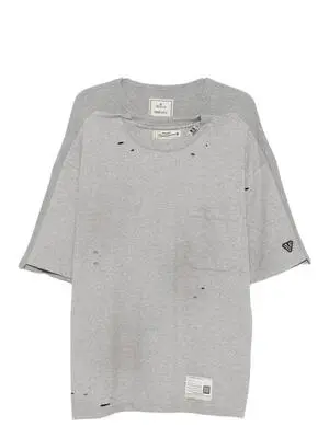 Mihara Yasuhiro Distressed-effect Layered-detail T-shirt - Grey