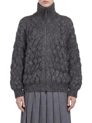 Brunello Cucinelli Zip-up Knit Sweater - Grey