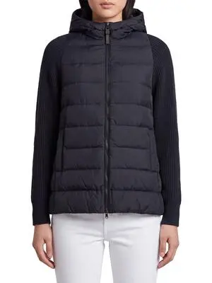 Brunello Cucinelli Quilted Technical Nylon Hooded Puffer Jacket - Blue