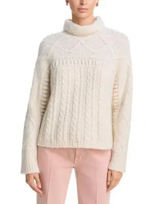 Guest In Residence Super Cloud Cashmere Silk Turtleneck Sweater - Cream