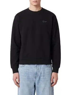 Kenzo Crewneck Cotton Sweatshirt With Contrast Logo Print On The Chest - Black