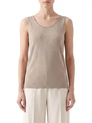 Brunello Cucinelli Brunello Cucinelli Slim Fit Off-The-Shoulder Cashmere And Silk Top Brown