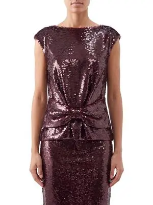 Simone Rocha Simone Rocha Sequin Embellished Bow Detail Top Red