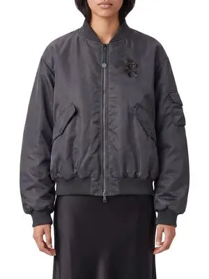 Cecilie Bahnsen Relaxed-fit Embroidered Padded Technical Fabric Bomber Jacket - Black