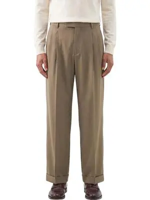 Valentino Garavani VALENTINO Pleated Wide-Leg Trousers Grey