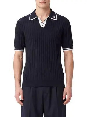 DOLCE & GABBANA Slim Fit Ribbed-knit Cotton Polo Shirt