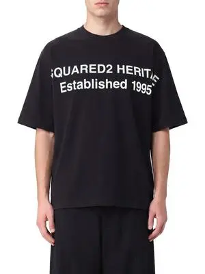 Dsquared2 Relaxed Fit Cotton Logo T-shirt With Dropped Shoulders - Black