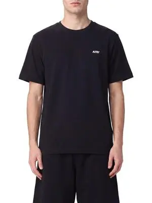 AUTRY Crewneck Cotton T-shirt With Contrasting Embroidered Logo - Black